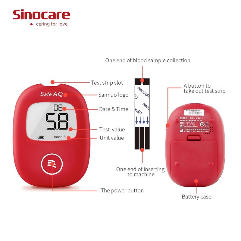 SinoCare Safe AQ Blood Glucose Monitor - Accurate & Easy