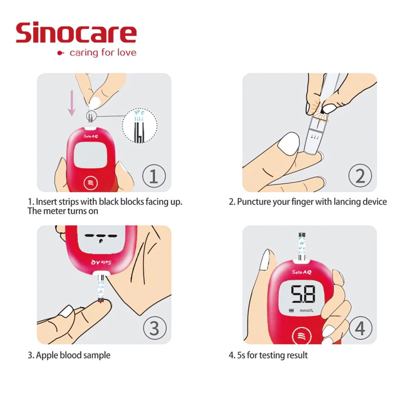 SinoCare Safe AQ Blood Glucose Monitor - Accurate & Easy